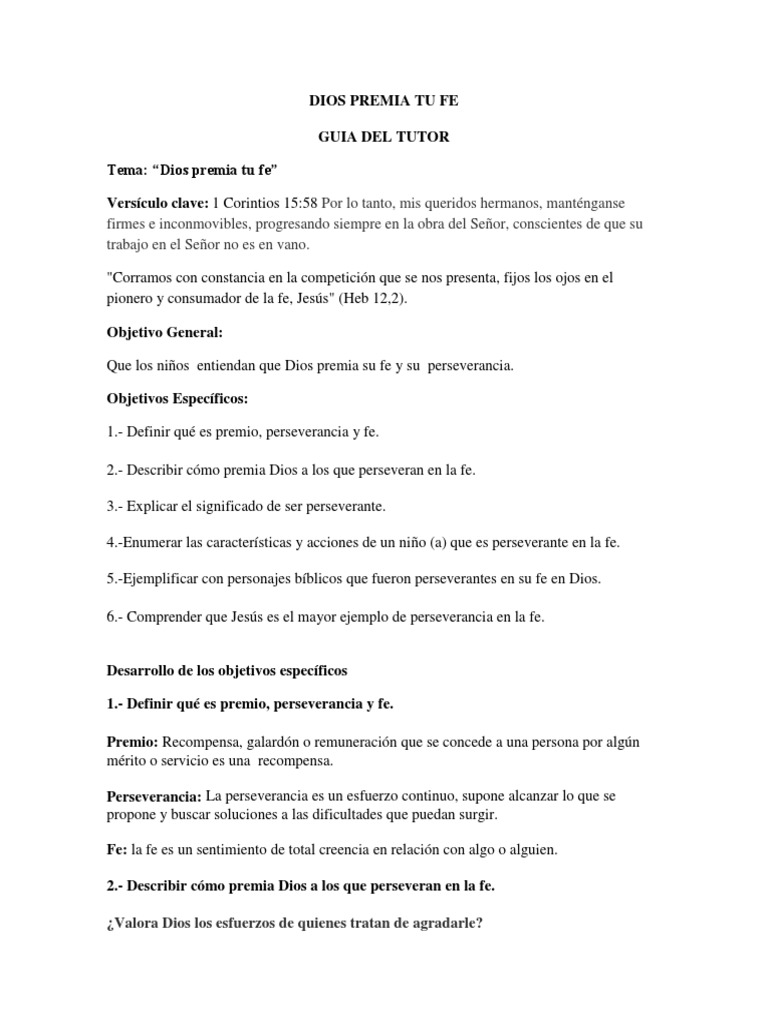 INFANTIL Dios Premia Tu Fe | PDF | Abrahán | Jacob