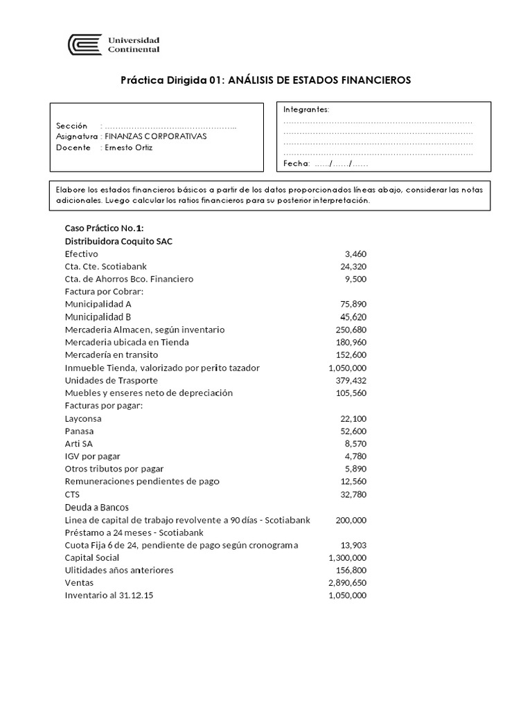 Práctica Dirigida 01 Distribuidora Coquito | PDF