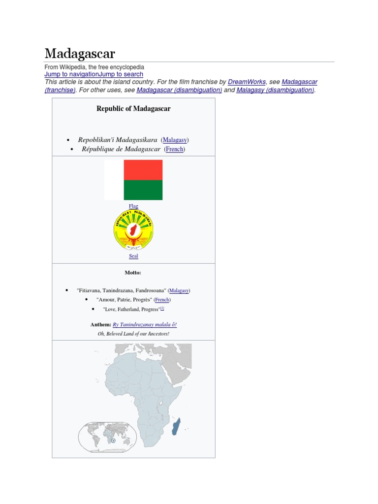 Republic of Madagascar | PDF | Madagascar | Earth Sciences
