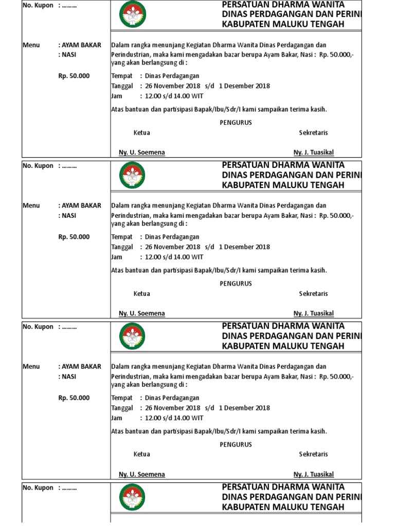 Kupon Bazar Dharma Wanita | PDF