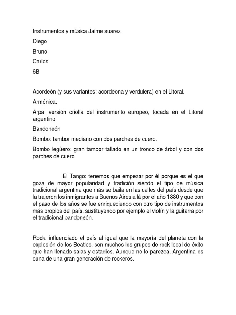 Instrumentos y Música Argentina | PDF
