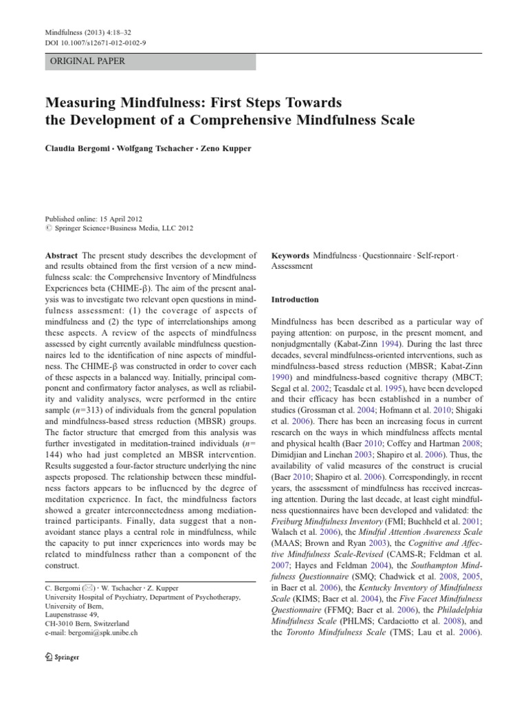 CHIME | PDF | Principal Component Analysis | Mindfulness