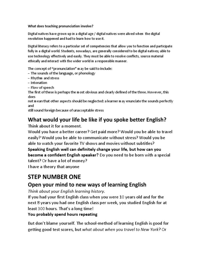 What Does Teaching Pronunciation Involve | PDF