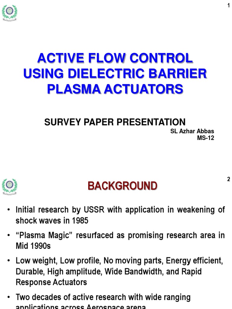 Active Flow Control Using DBDPA | PDF | Plasma (Physics) | Fluid Dynamics