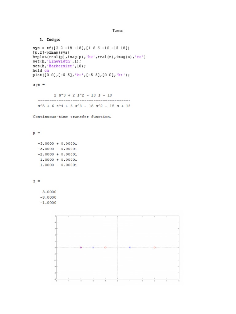 MATLAB Pole-Zero Plot Examples | PDF