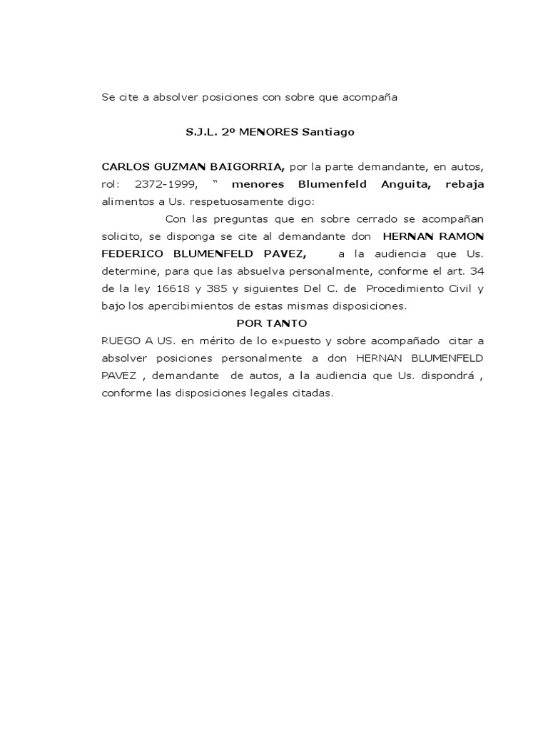 Absolución Posiciones Menores | PDF