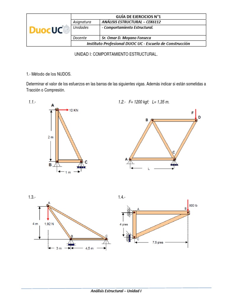 Guía Ejercicios Unidad 1 - Estructuras Reticuladas | PDF