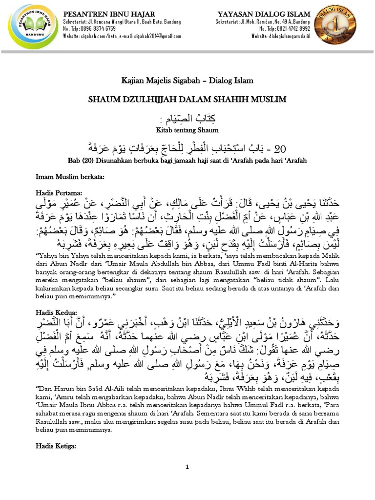 Makalah Kajian Shahih Muslim Shaum Dzulhijjah | PDF | Religious Leader ... Makalah Kajian Shahih Muslim Shaum Dzulhijjah | PDF | Religious Leader ...