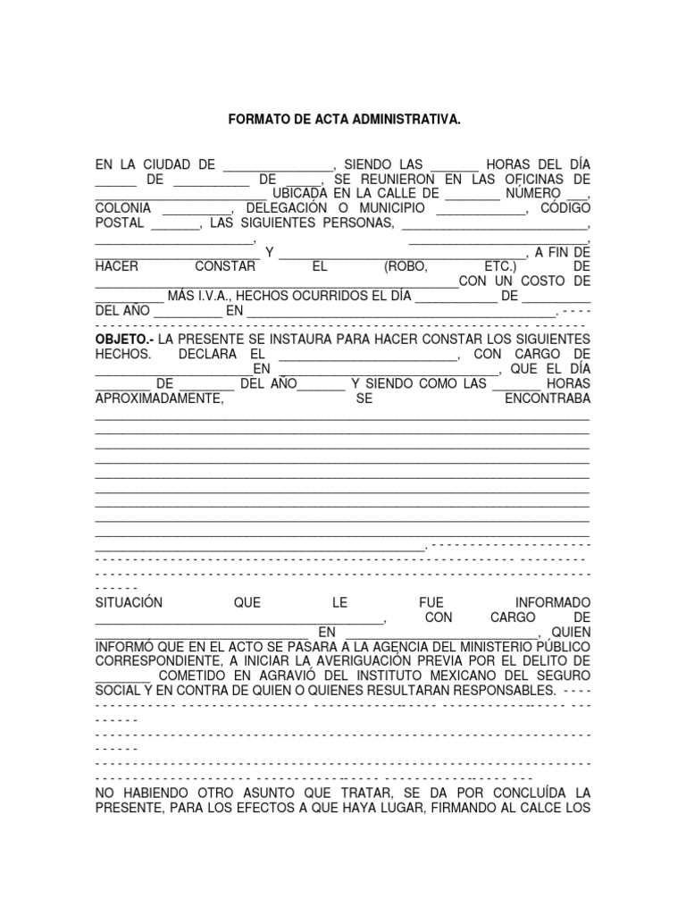 (Acta Administrativa) Robo | PDF | Gobierno | Violencia