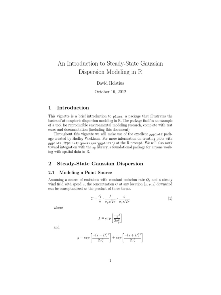 An Introduction To Steady-State Gaussian Dispersion Modeling in R ...