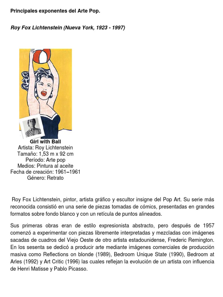 Los principales exponentes del Arte Pop | PDF | Andy Warhol | Pinturas