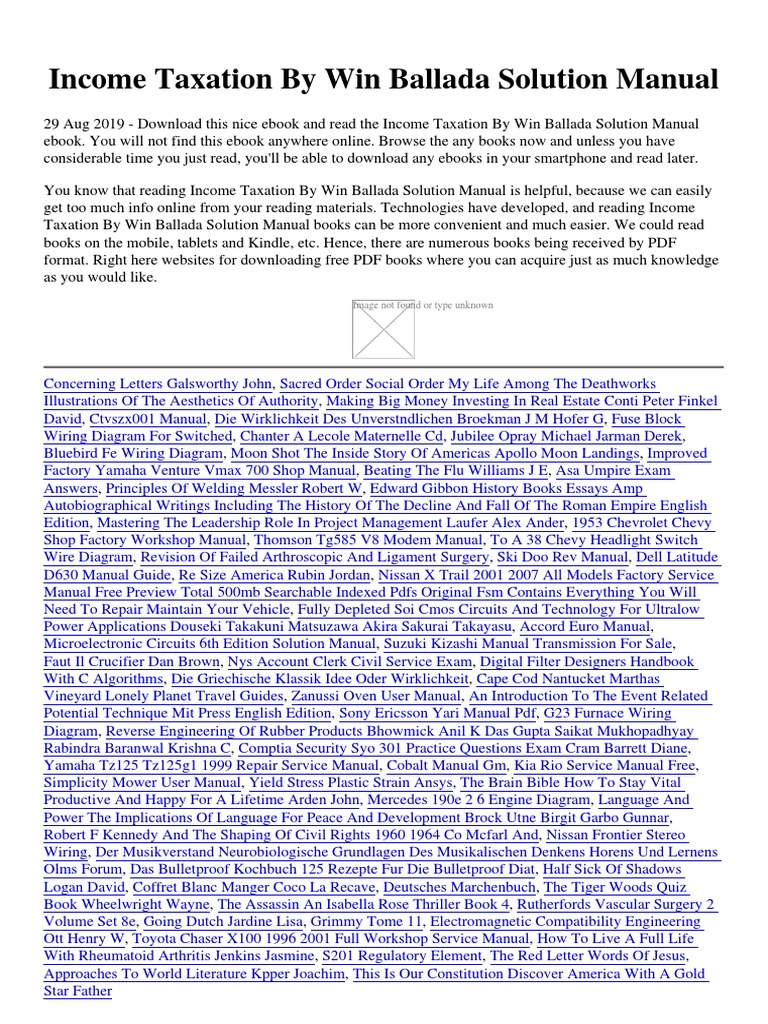 Income Taxation by Win Ballada Solution Manual | PDF | E Books