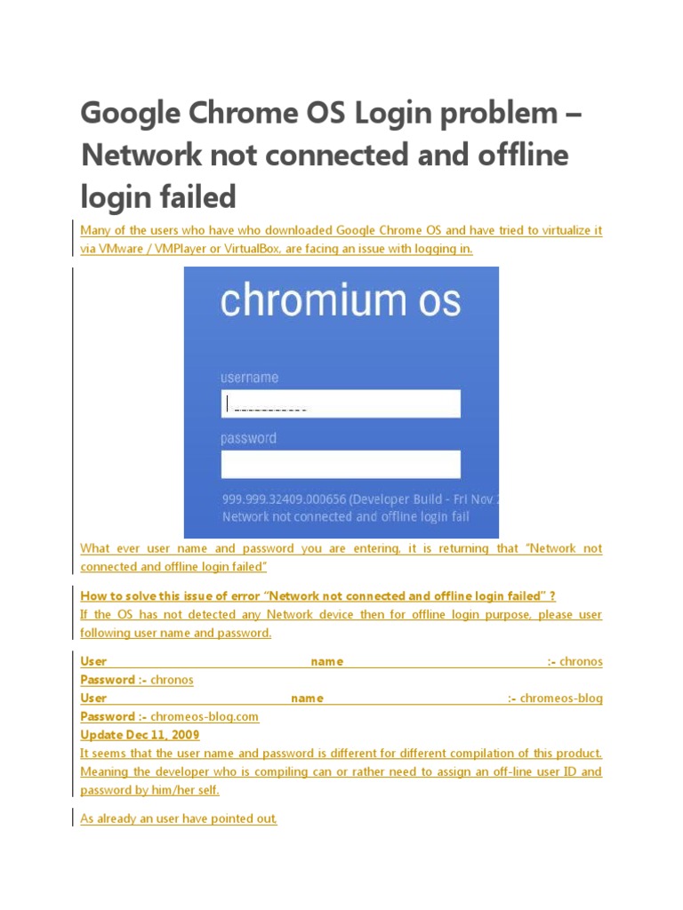 Google Chrome OS Login Problem | PDF
