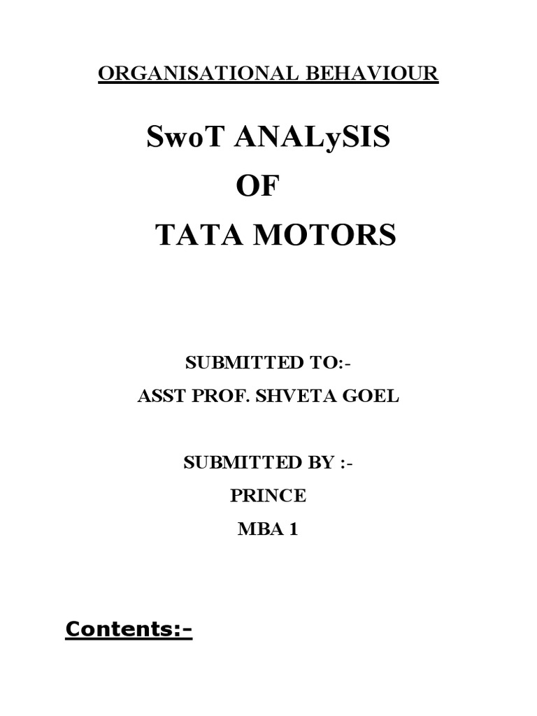 SWOT Analysis of Tata Motors Insights | PDF | Swot Analysis ...