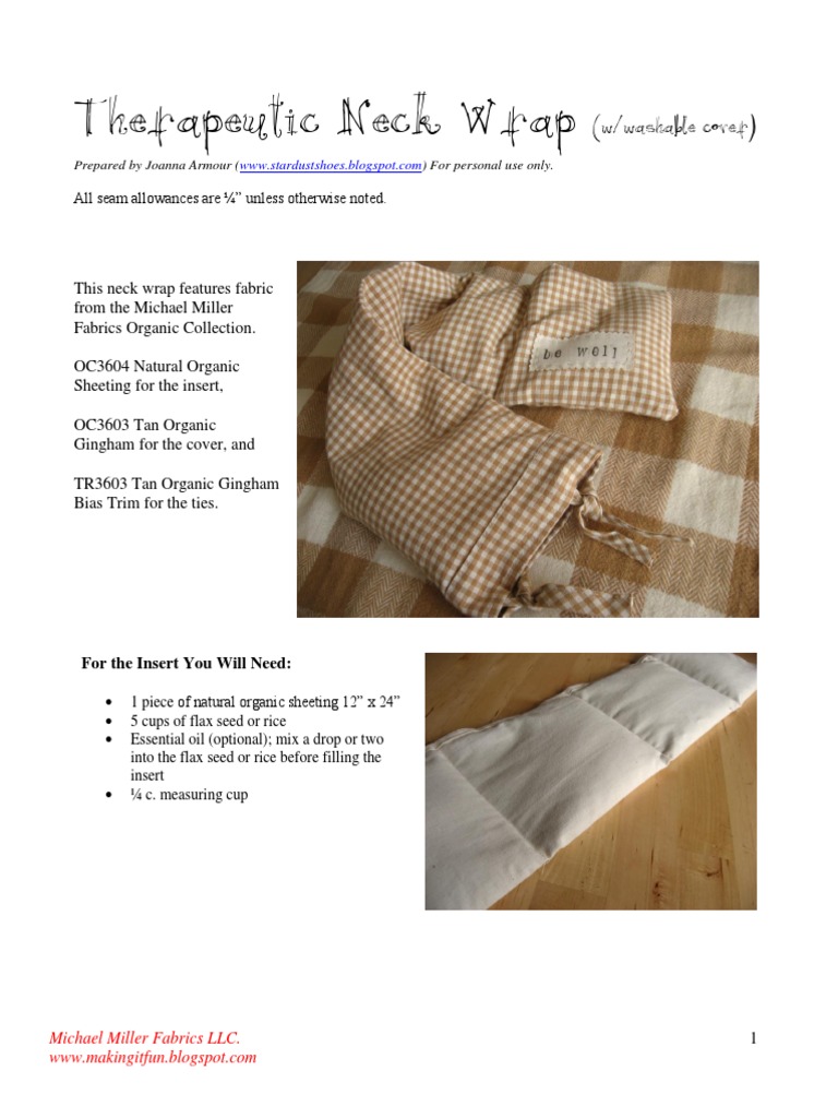 Therapeutic Neck Wrap: Instructions for Creating a Washable Flax Seed ...