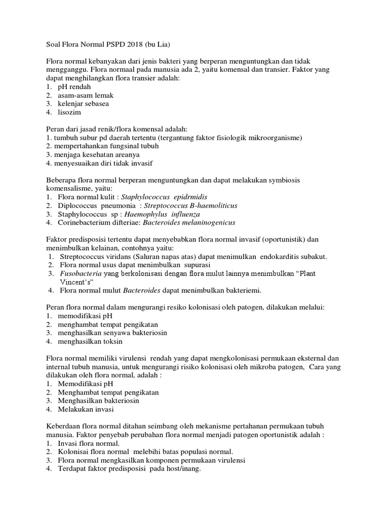 Flora Normal Manusia dan Perannya | PDF