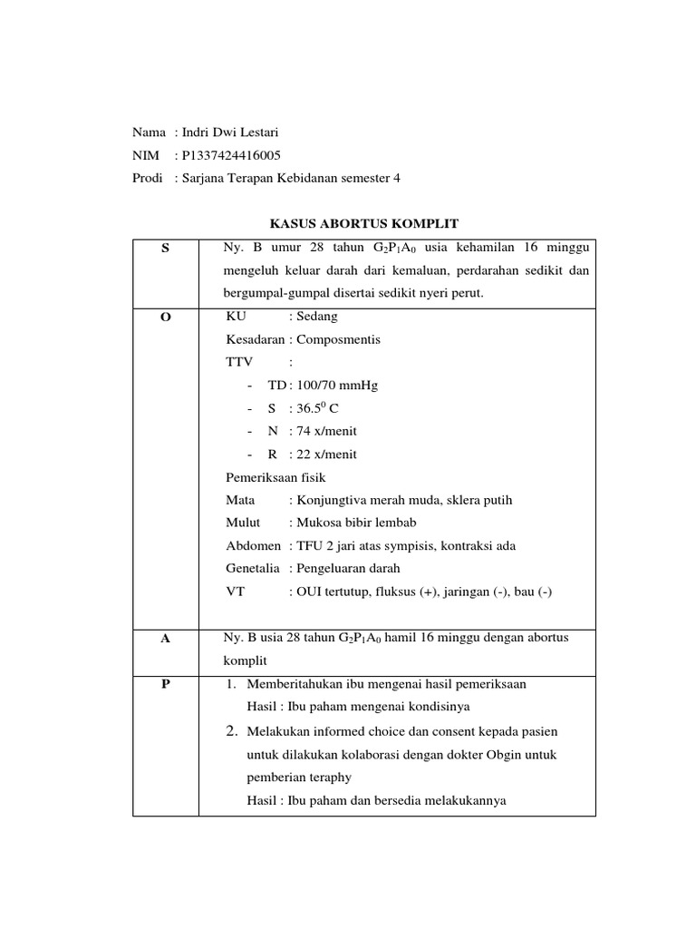 Asuhan Kebidanan pada Abortus Komplit | PDF