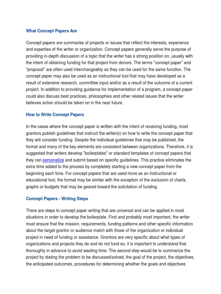 What Concept Papers Are | PDF | Concept | Writers