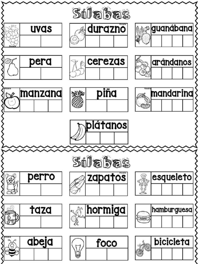 Maravillosas Actividades de Silabas para Primer y Segundo Grado de ...