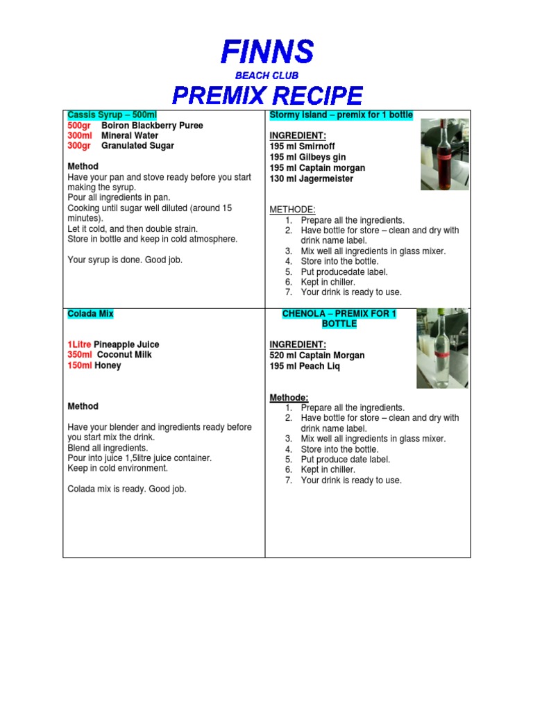 PREMIX | PDF | Drink | Juice