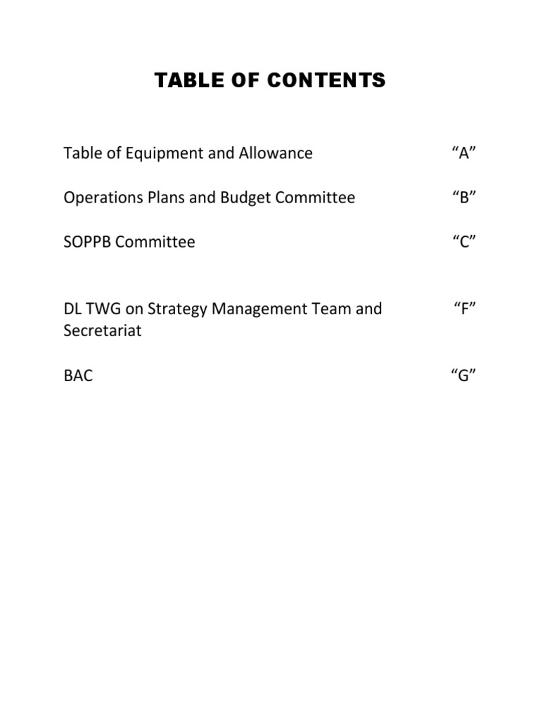 Table of Equipment and Allowance | PDF