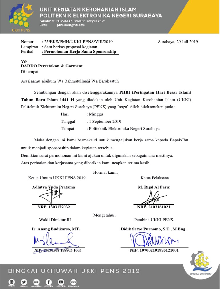 Contoh Surat Pengantar Sponsorship | PDF