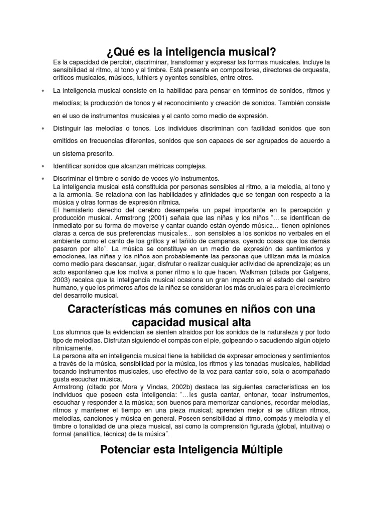 Características de la inteligencia musical | PDF | Inteligencia | Cerebro