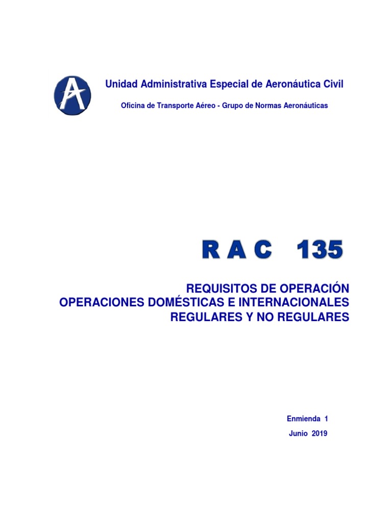 RAC 135 - Requisitos de Operación-Operación Nacionales e ...