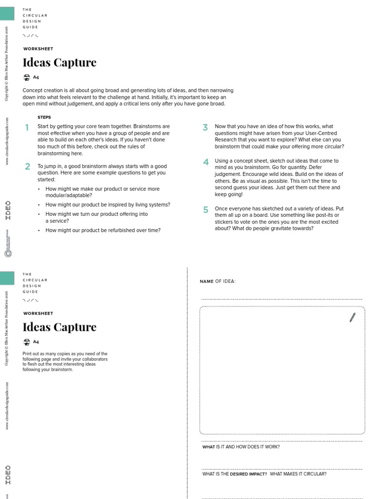Ideas Capture: Worksheet | PDF | Brainstorming | Communication