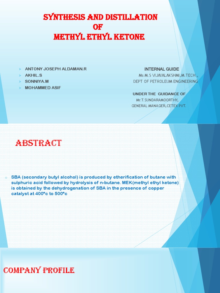 MEK Production Process at Cetex | PDF | Distillation | Evaporation