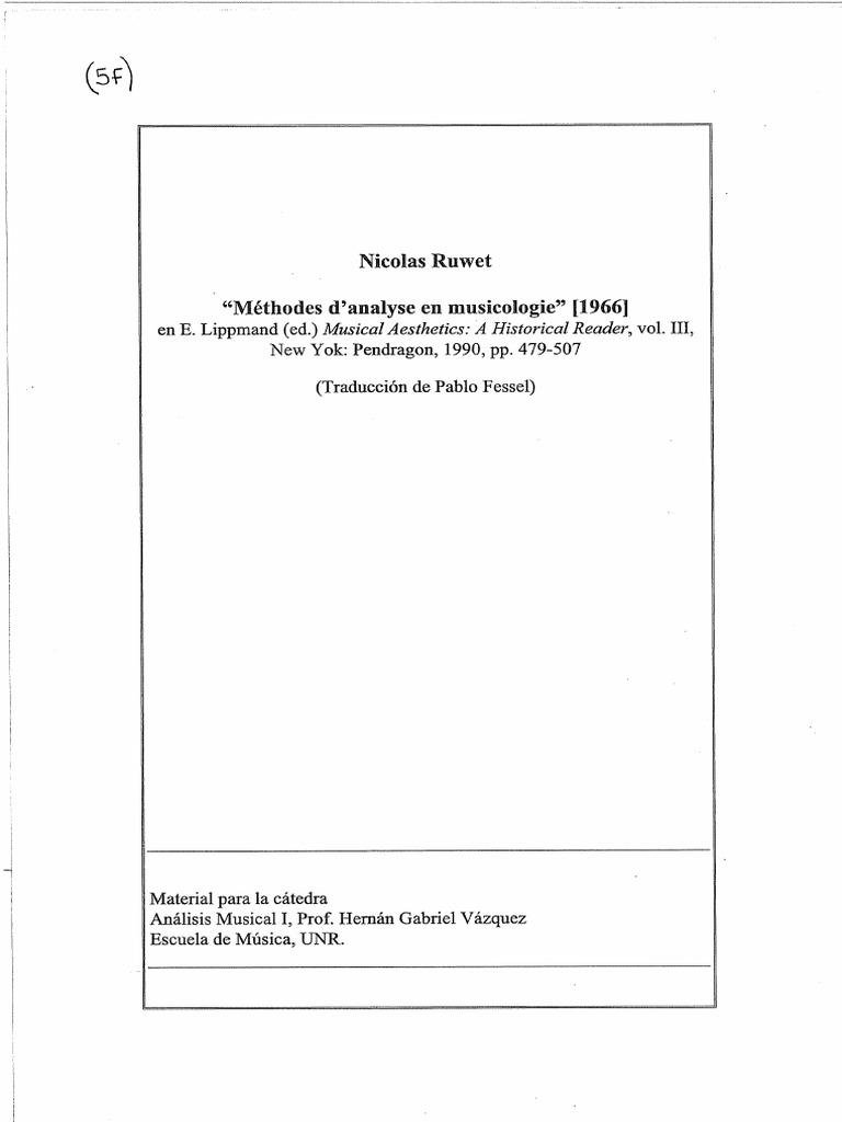 Unidad 4 Nicolas Ruwet | PDF