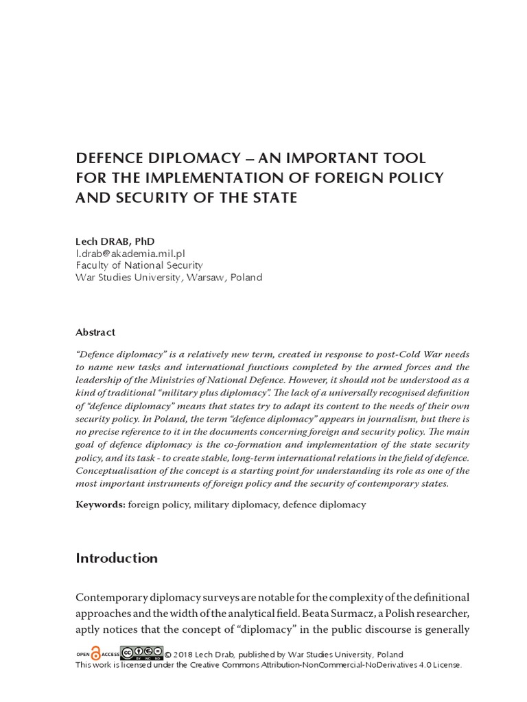 Defence Diplomacy - An | PDF | Military | National Security