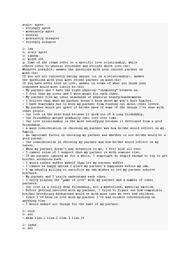 Love Style Test | PDF | Action (Philosophy) | Psychology