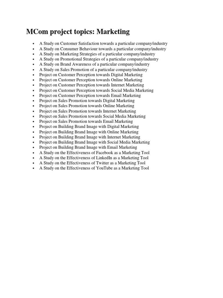Project Topic of Mcom | PDF