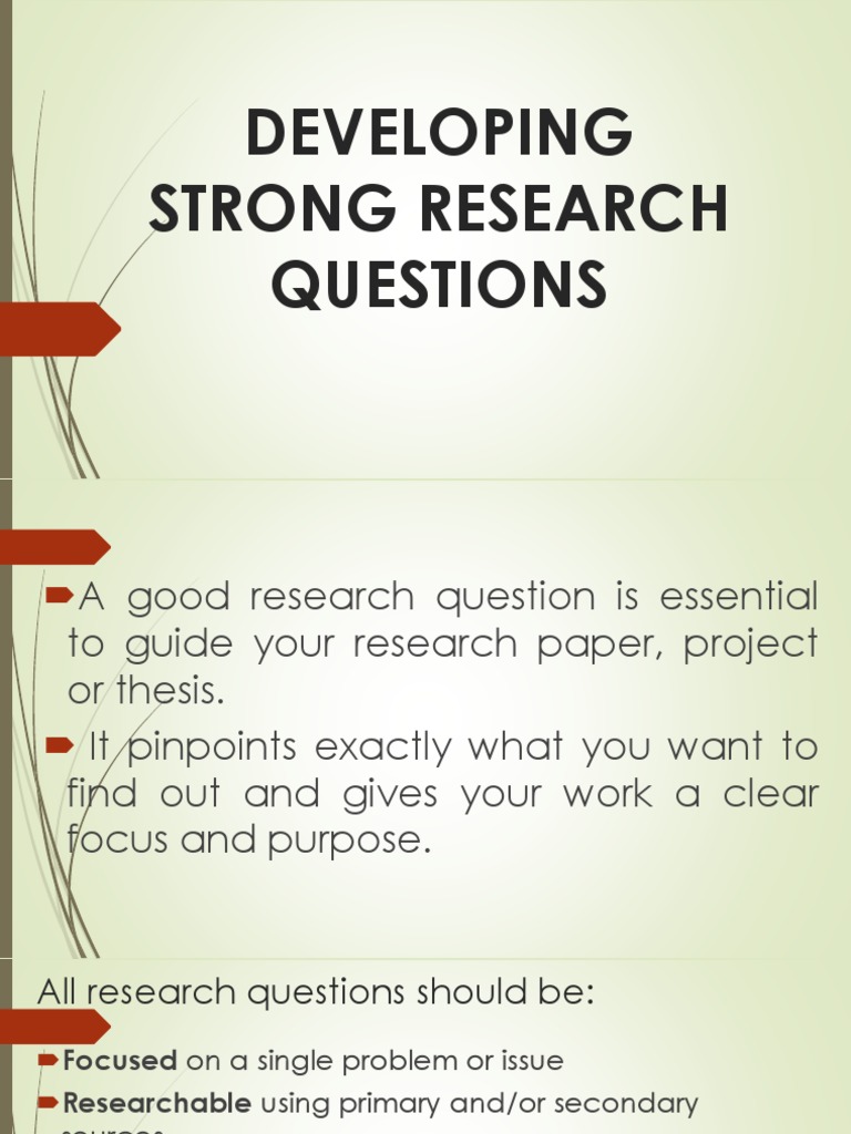 Crafting Strong Research Questions | PDF | Employment | Learning