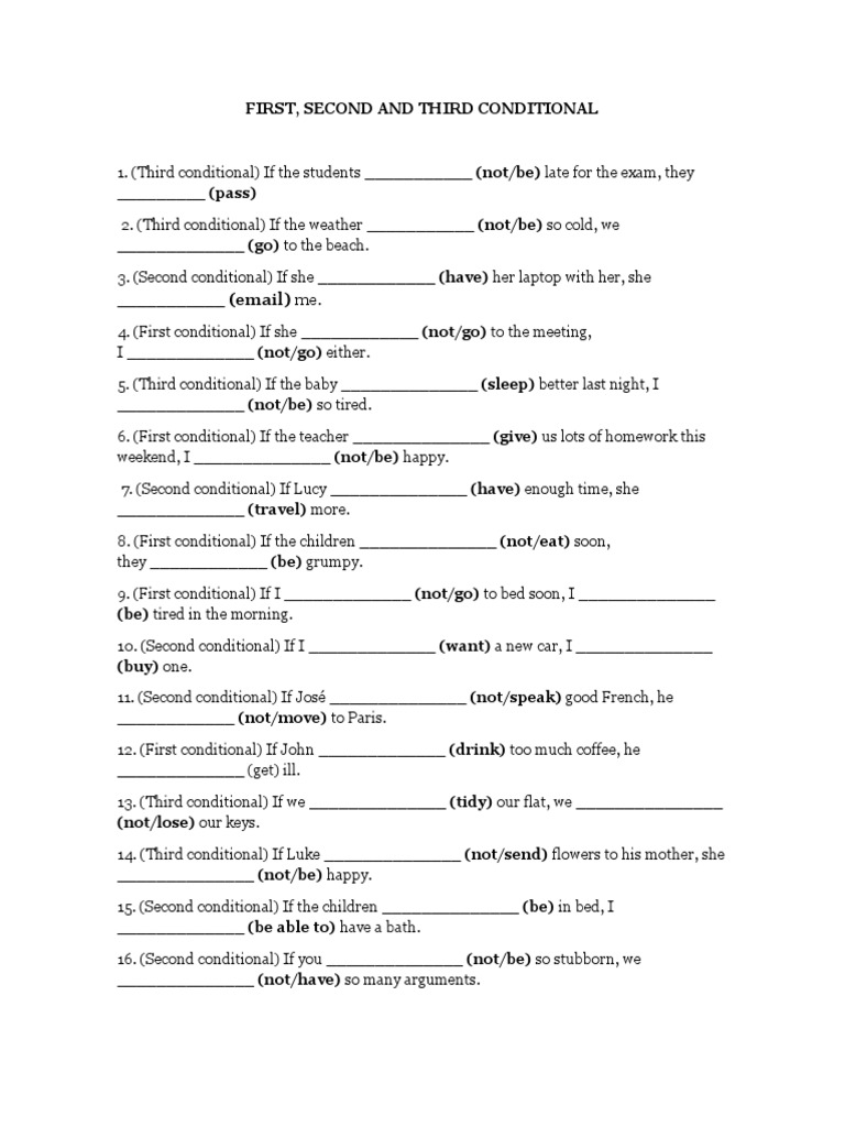 1, 2 y 3 Conditional Exercises | PDF