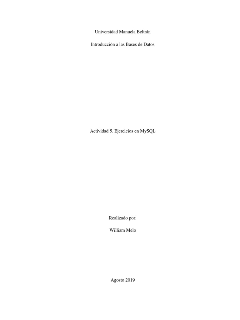 Actividad 5 | PDF | Mi sql | Bases de datos