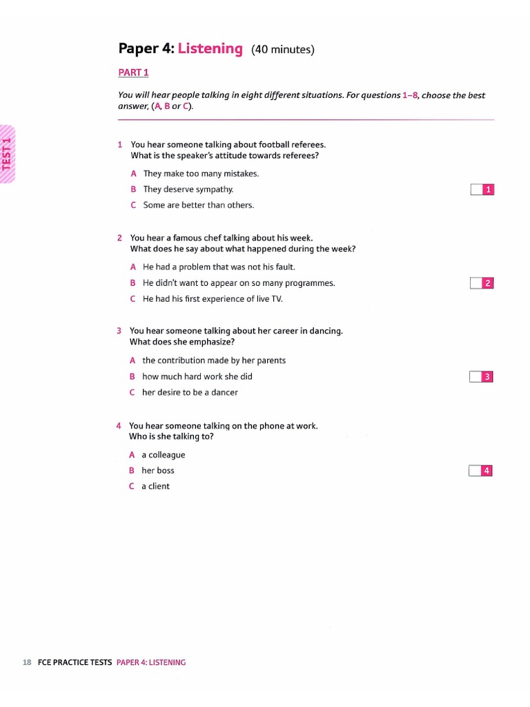 FCE Practice Tests LISTEN | PDF