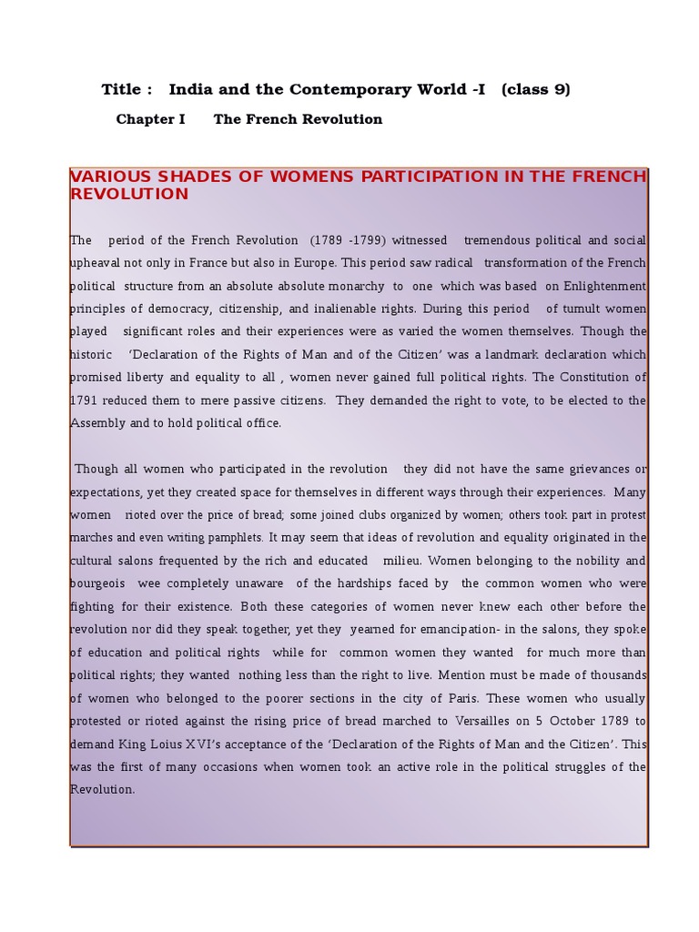 Women's Roles in French Revolution | PDF | French Revolution | Politics ...