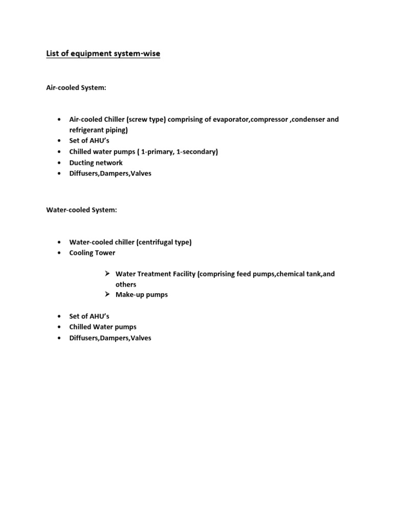 HVAC Equipment List by System | PDF | Law | Science & Mathematics