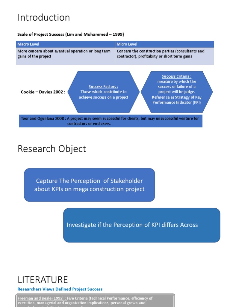 Scale of Project Success (Lim and Muhammed - 1999) : Macro Level Micro ...