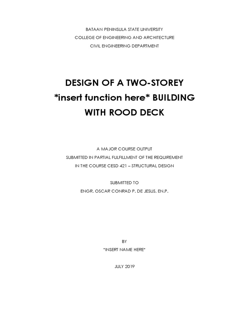 Design of A Two-Storey Insert Function Here BUILDING With Rood Deck ...