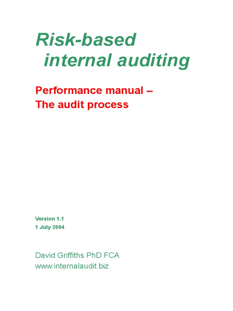 Risk-Based Internal Auditing: Performance Manual - The Audit Process | PDF | Internal Control ...