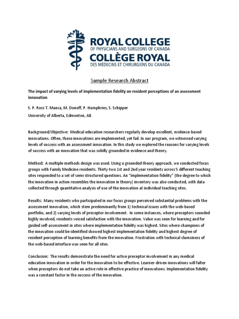 Sample Research Abstract | PDF | Abstract (Summary) | Systematic Review