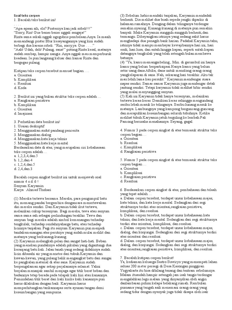 Soal Teks Cerpen | PDF