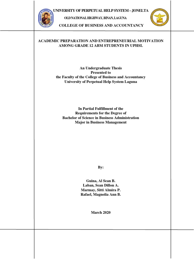 Chapter 1 Thesis Proposal | PDF | Entrepreneurship | Intention