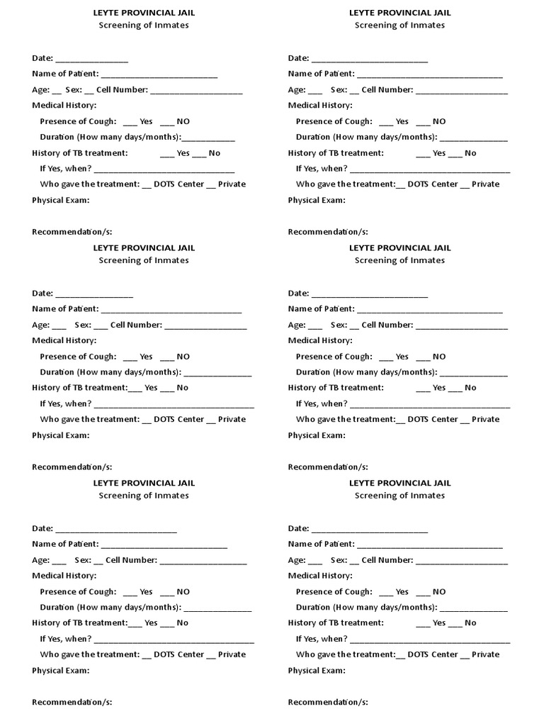 Screening Form | PDF | Diseases And Disorders | Health Sciences