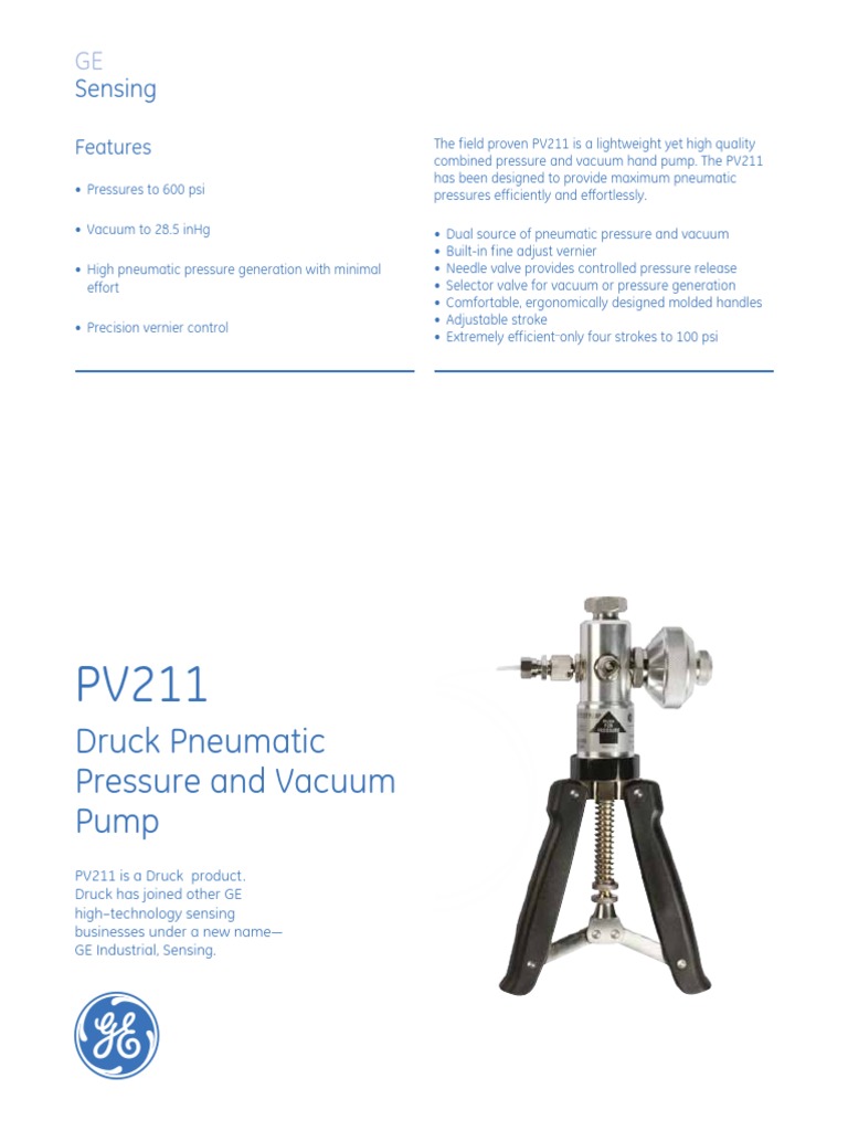 GE Druck PV211 Brochure | PDF | Gas Technologies | Mechanical Engineering