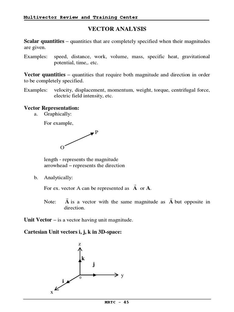 Vector Analysis: Multivector Review and Training Center | PDF ...