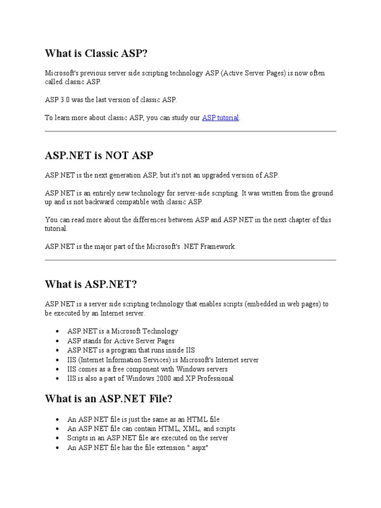 What Is Classic Asp Pdf Active Server Pages Internet Information Services 
